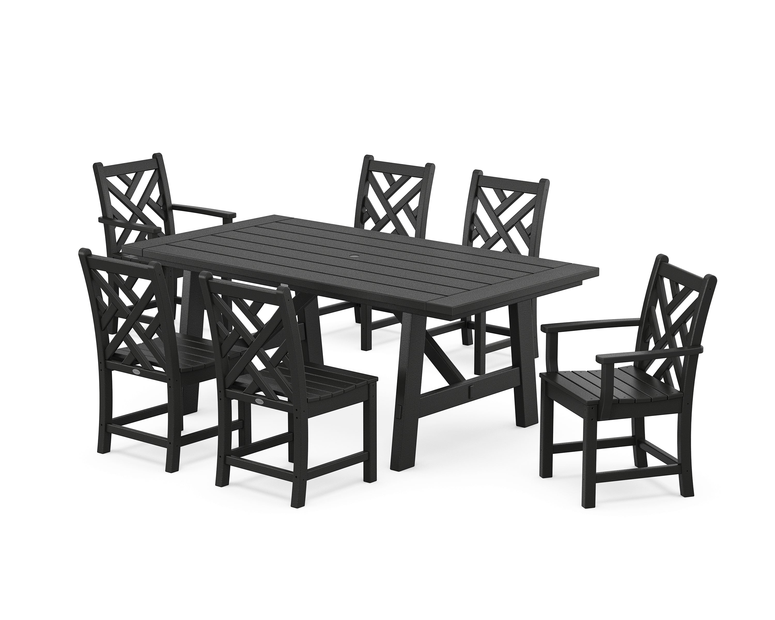 Chippendale 7-Piece Rustic Farmhouse Dining Set – Polywood UK